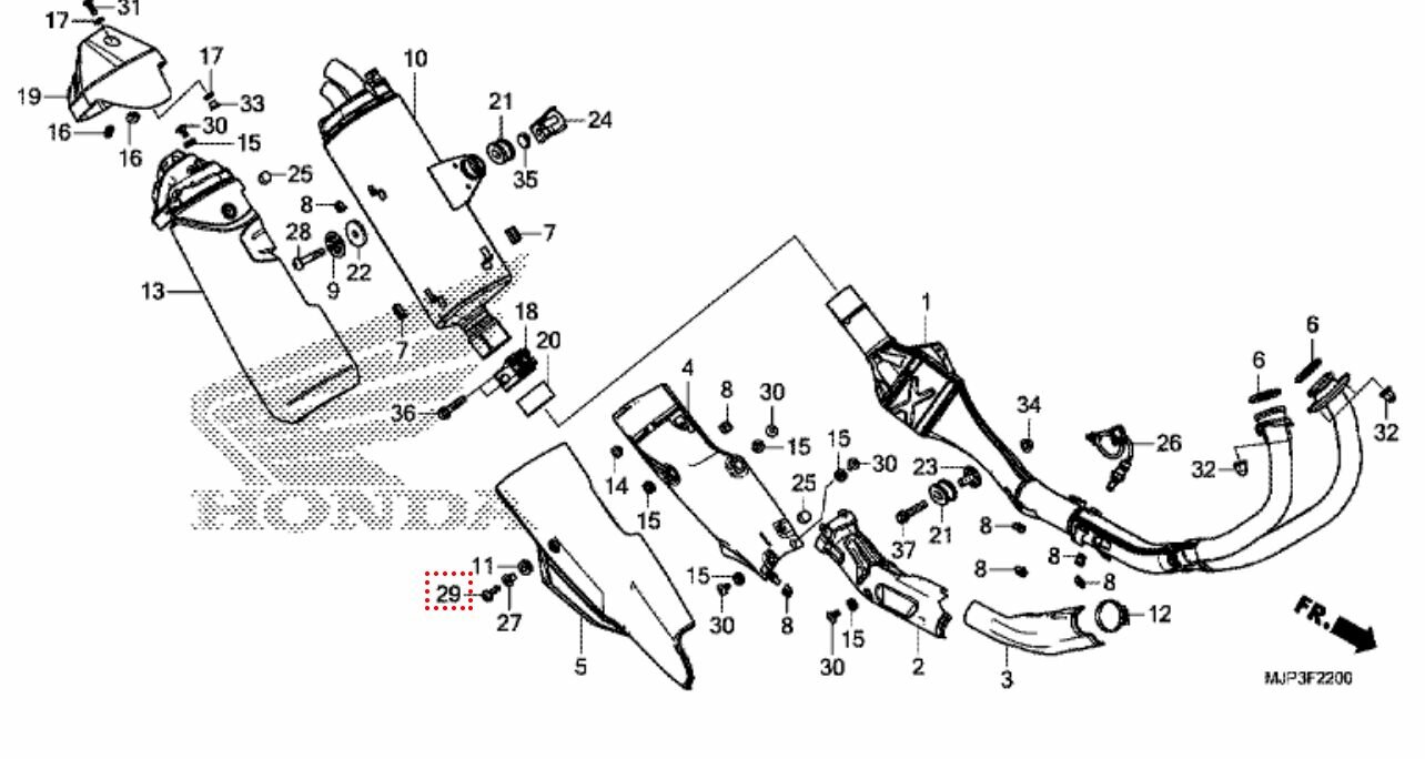 Болт специальный 6х22 для мотоциклов Honda; Артикул: 90112MBB000 (Оригинал)