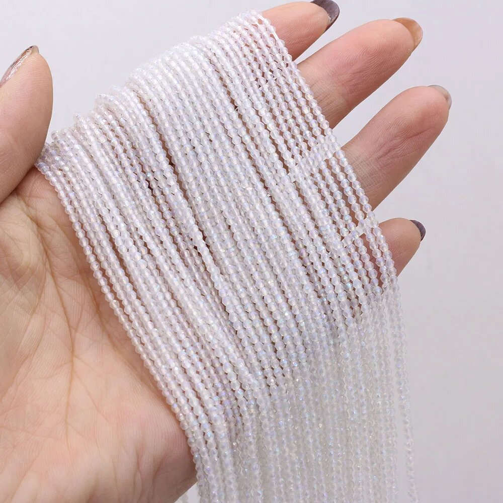 Полихромные бусины шпинель 2 мм, 38 см Белый, 3mm, белый