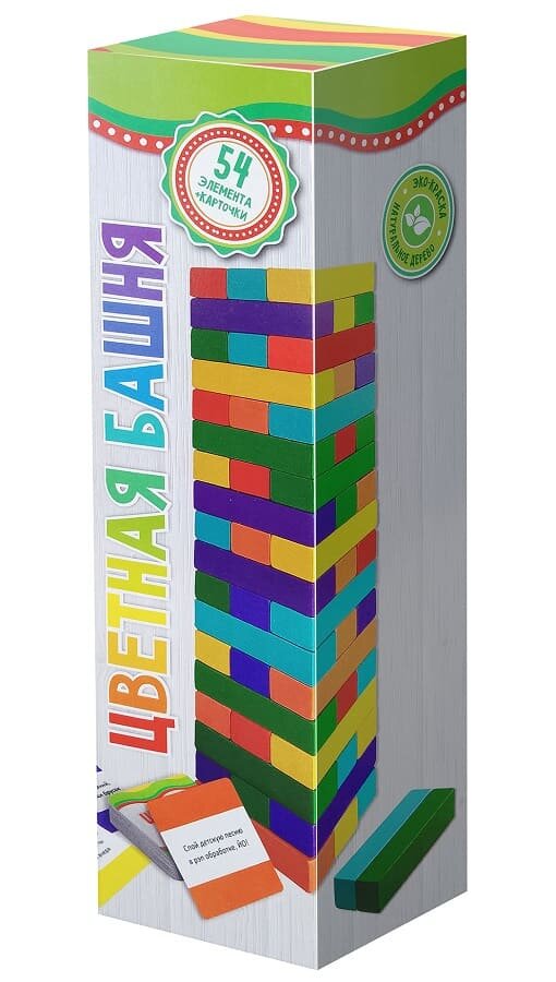 Настольная игра Нескучные игры Башня цветная (с карточками-заданиями)