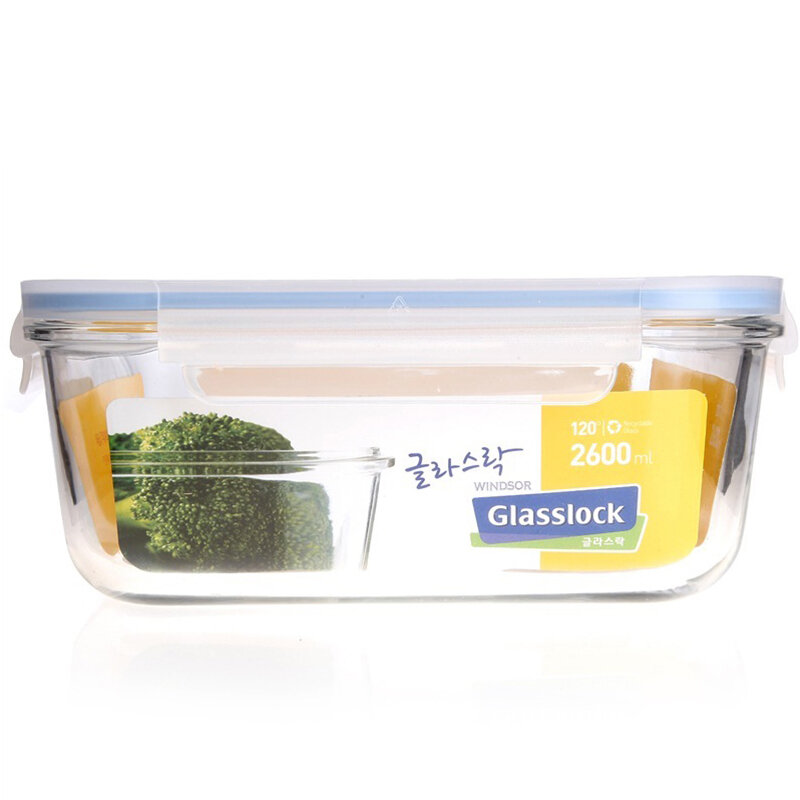Glasslock Food Storage Container, Tempered Glass, Heat-Resistant, Shatterproof, Microwave-Safe, Large Capacity for Men And Women, Refrigerator Organizer, 1700ml