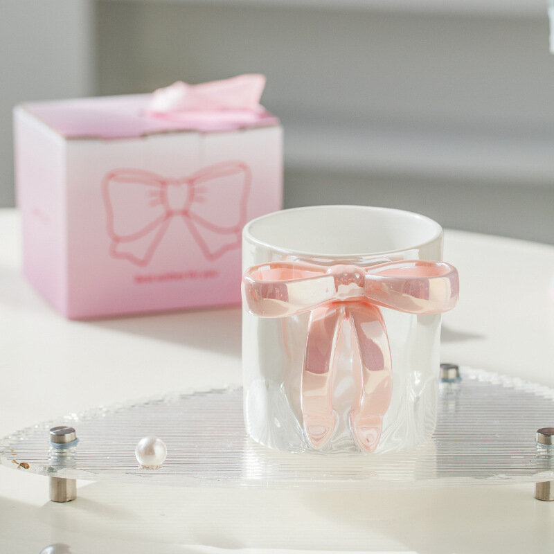 Розовая керамическая чашка в виде бабочки кофейная чашка