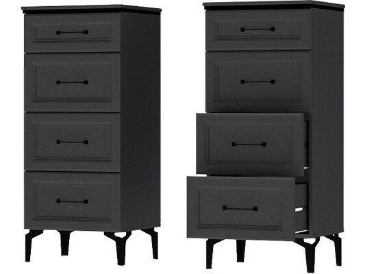 Комод с 4-мя ящиками, высокий, фасад МДФ, минимализм, Антрацит
