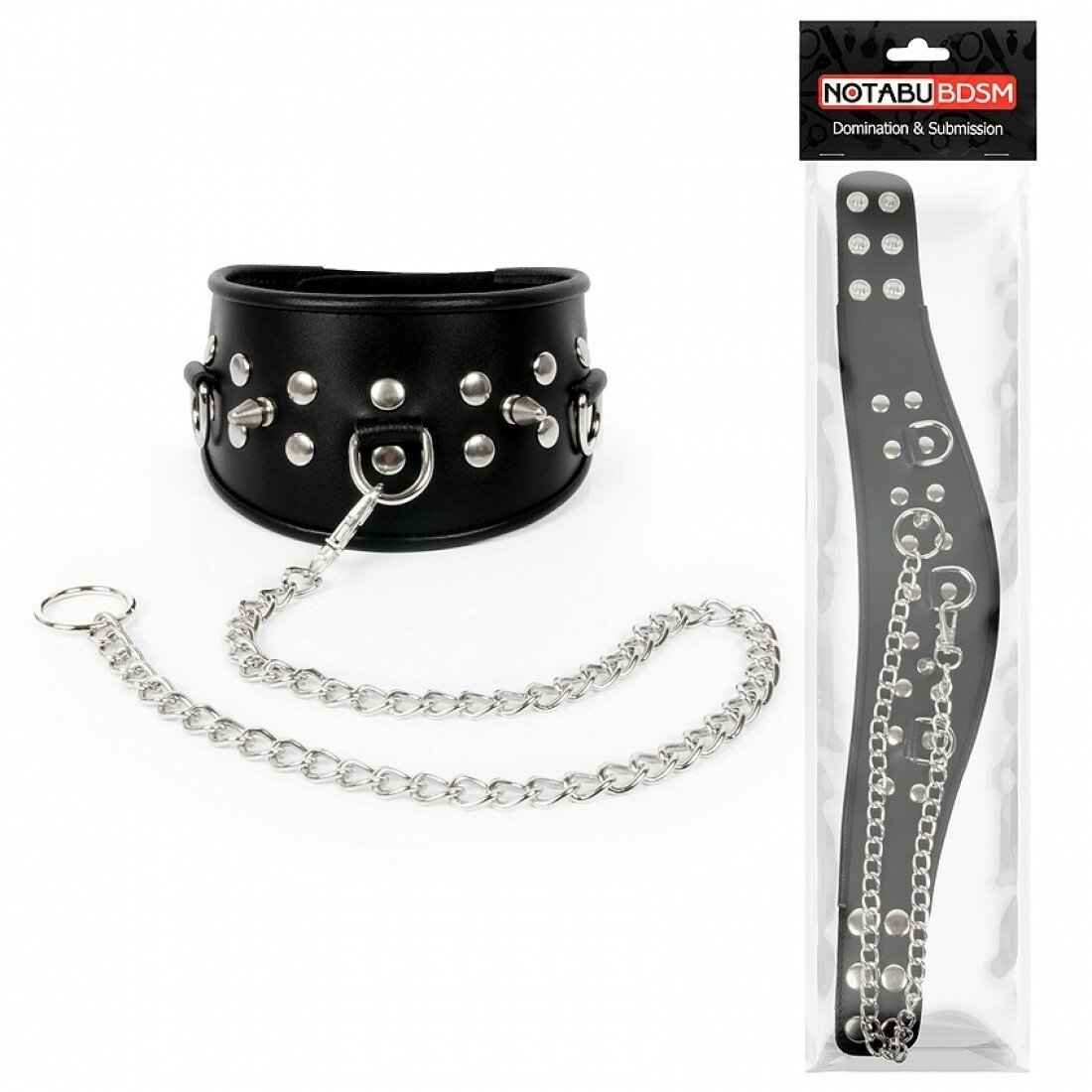 Ошейник Notabu NTB-80358, с металлическими заклепками, черный