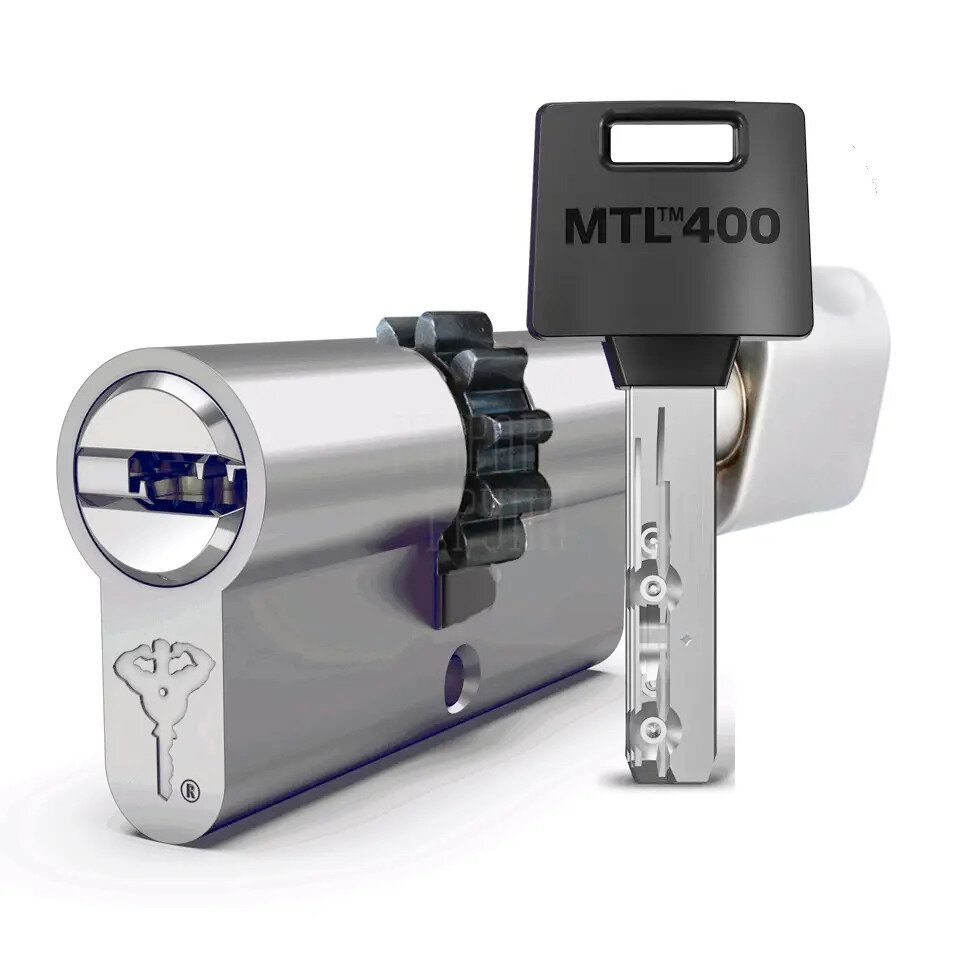 Цилиндровый механизм (личинка для корпусов замков, входных и межкомнатных) Mul-T-Lock (Израиль) ключ-вертушка серии MTL400 никель + шестерня 40/31