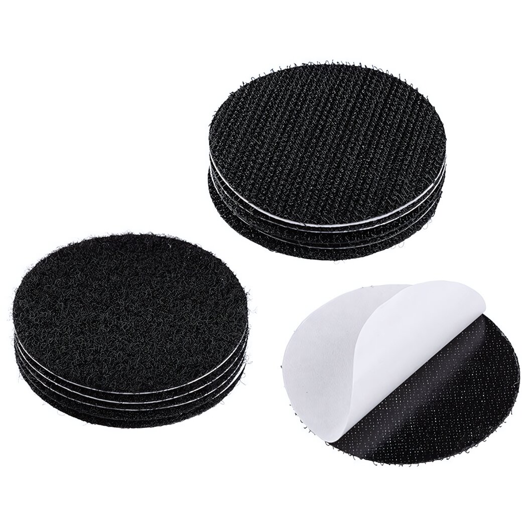 Липучки-крепления самоклеящиеся круглые 5шт, диаметр 5см, черные, текстиль