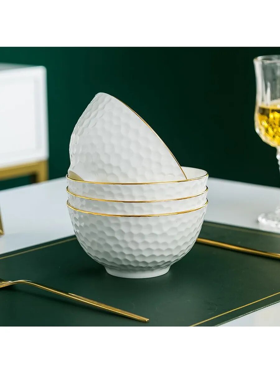 Пиала костяной фарфор-5 дюймов, Гольф,10 шт, Белый