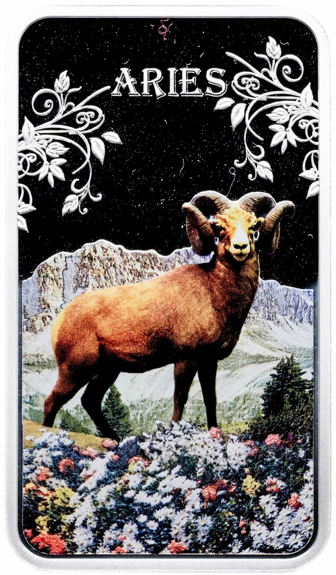 Острова Кука 1 доллар 2014 "Знаки зодиака - Овен" в рамке с сертификатом, Серебро 999, в сохранности Proof