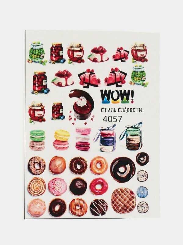 Наклейки для ногтей, слайдеры для маникюра и педикюра "Сладкие десерты и пончики"