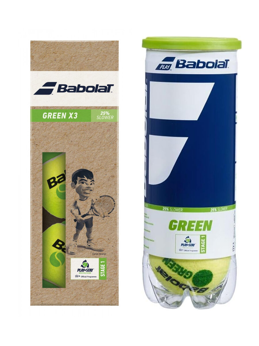 Мячи для тенниса Babolat Stage 1 3b, Green отскок на 25% медленнее