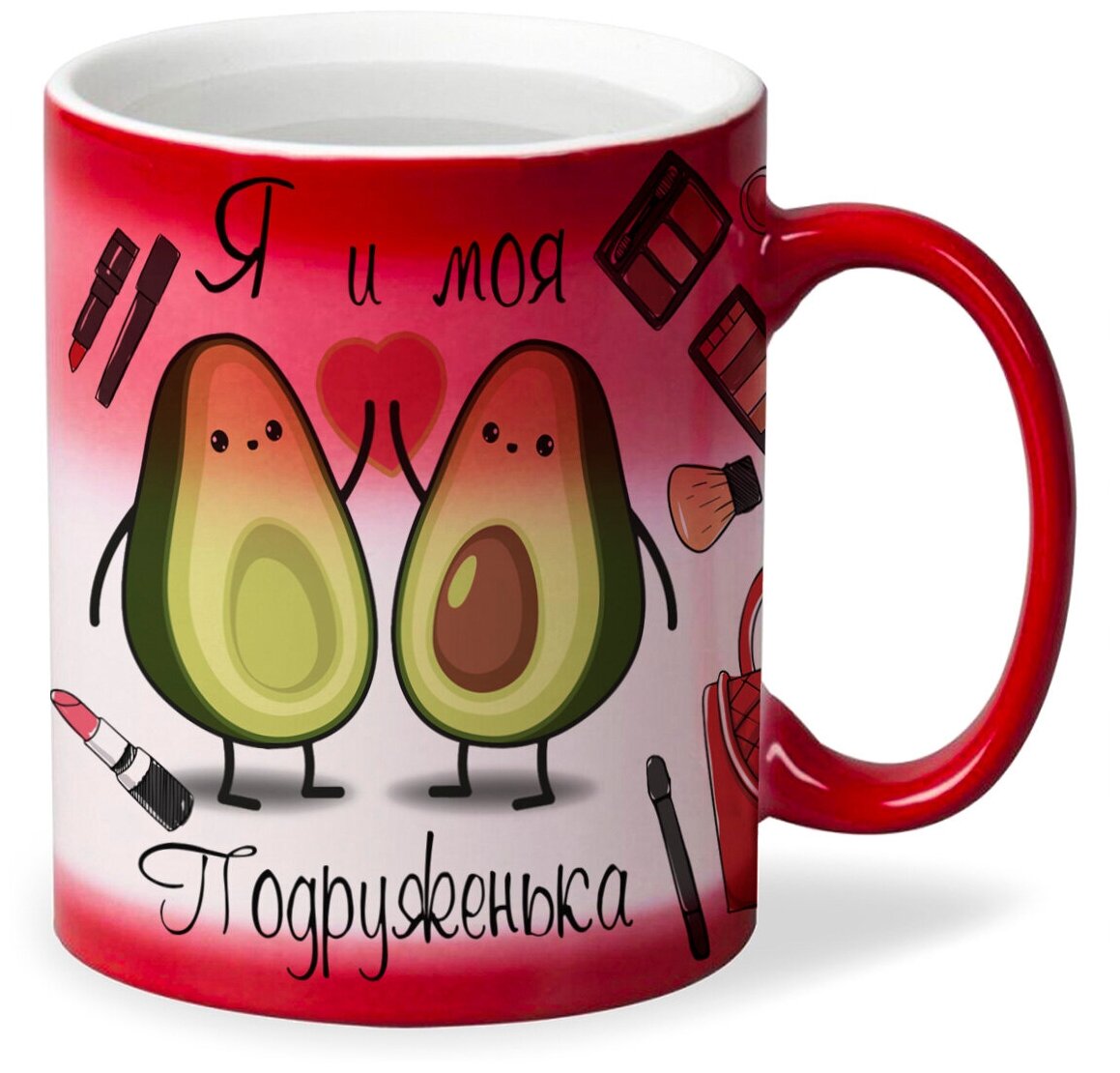 Кружка хамелеон красный CoolPodarok Я и моя подруженька