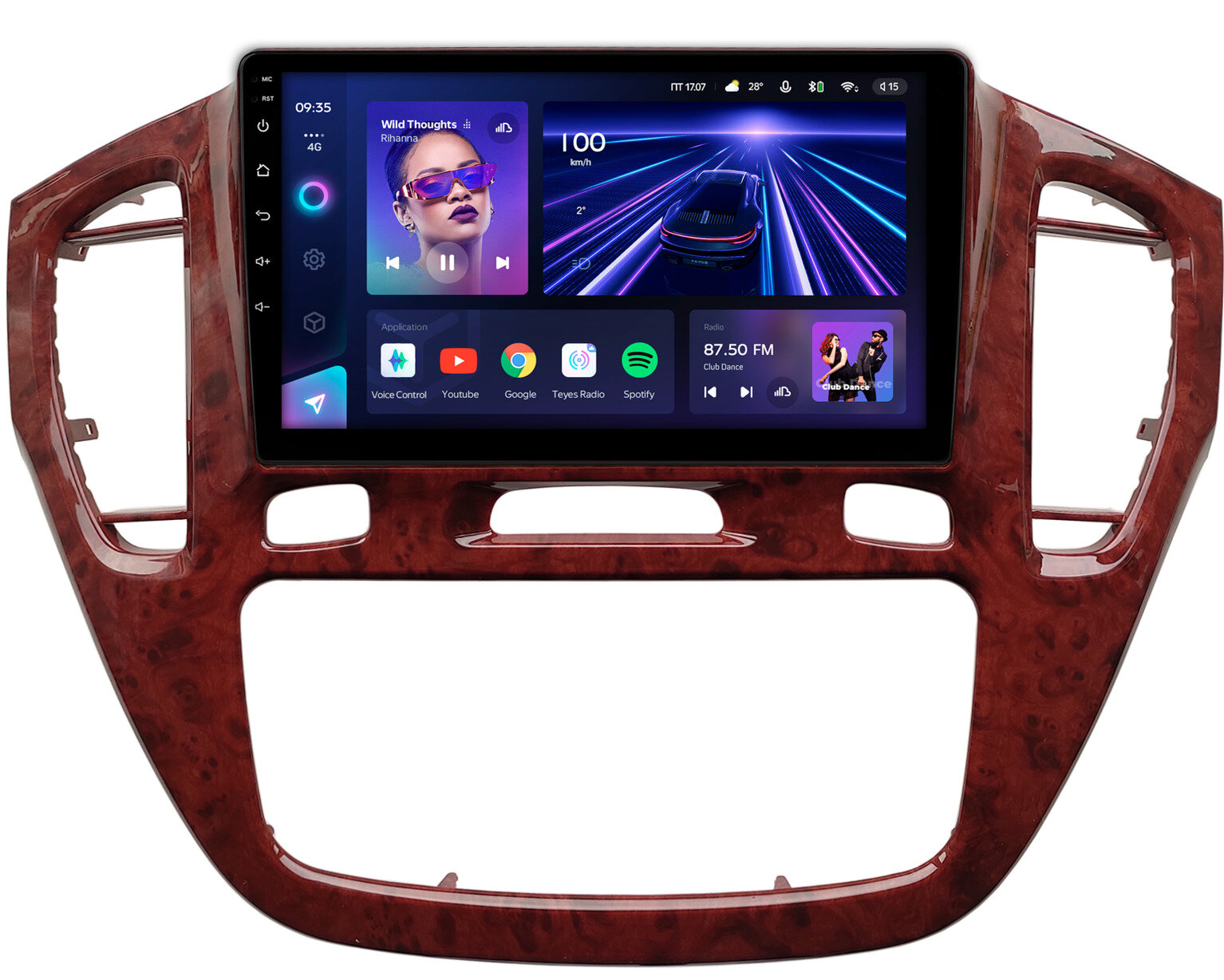 Штатная магнитола Toyota Highlander (U20), Kluger (XU20) 2000-2007 (орех) Teyes CC3 2K 360 6/128 9.5" RM-9-563 Android 10 (4G-SIM, DSP, QLed)
