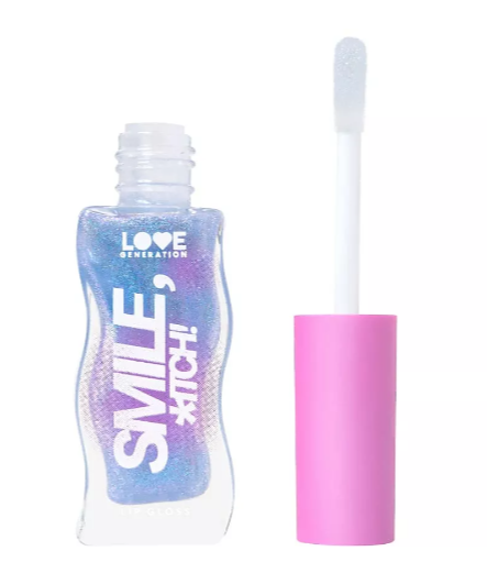 Блеск для губ Love Generation Smile, *itch! тон 08 прозрачный с голубыми сияющими частицами, 10 мл