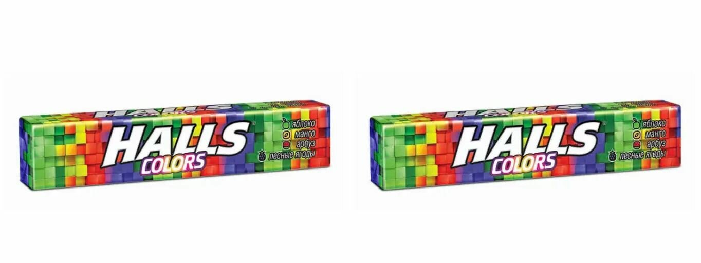 Halls Леденцы Colors Ассорти, 12 шт, 2 уп