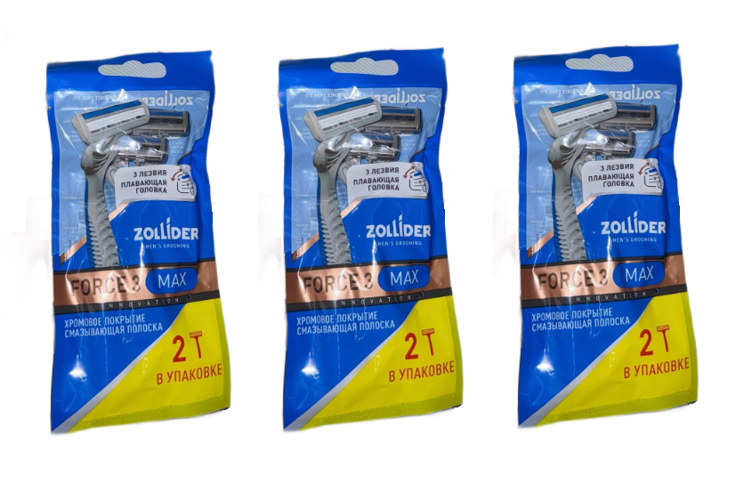 Zollider Одноразовые станки Force 3 MAX, 3 лезвия, 2 шт, 3 уп