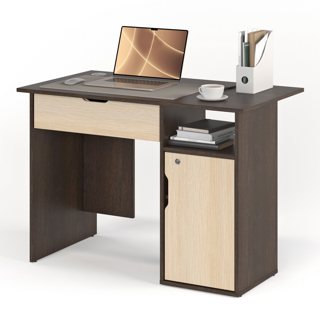 Стол письменный БАНГА-51-Я правый Венге - Дуб молочный