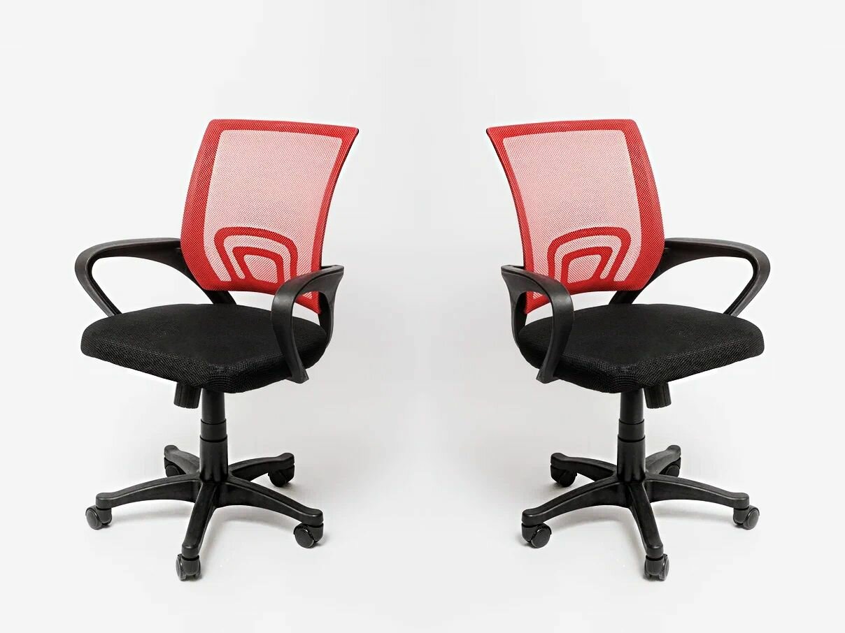 Комплект кресел из 2-х шт. ОС-9030 пластик, красный, сетка/ткань