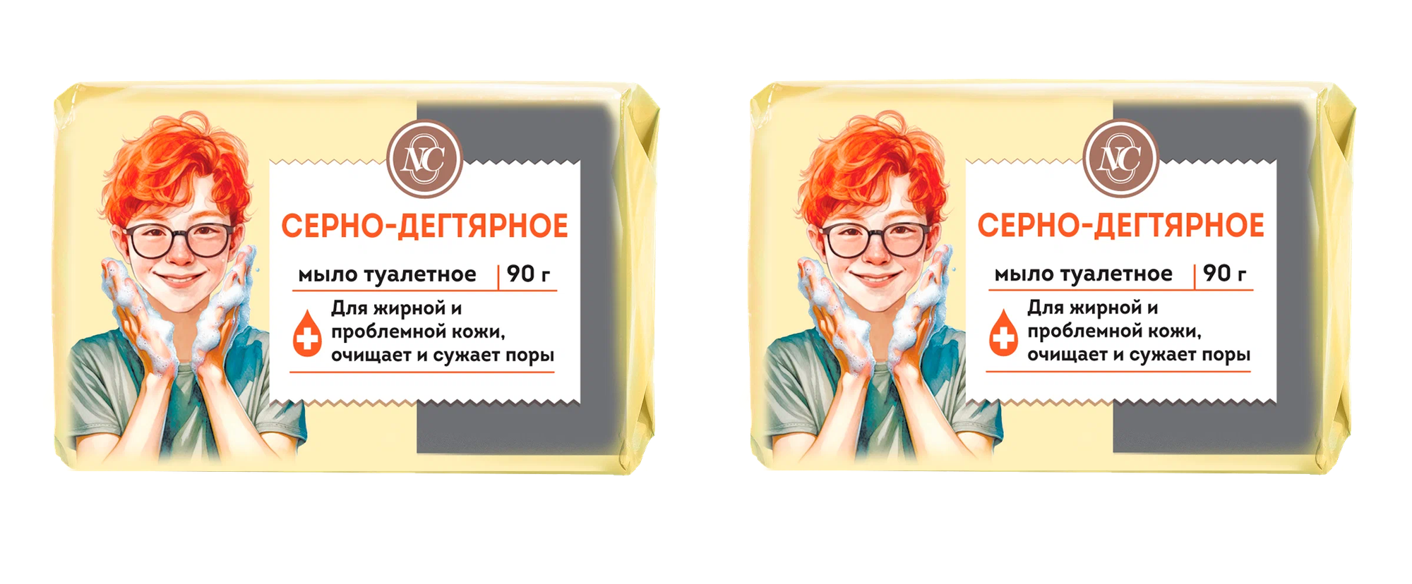 Туалетное мыло Невская косметика серно дегтярное 90 г, 2 шт