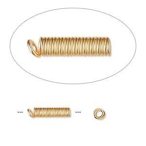 Концевики, 11х3мм (внутренний размер 2мм), пружинки, базовый материал - латунь, позолоченные, пара