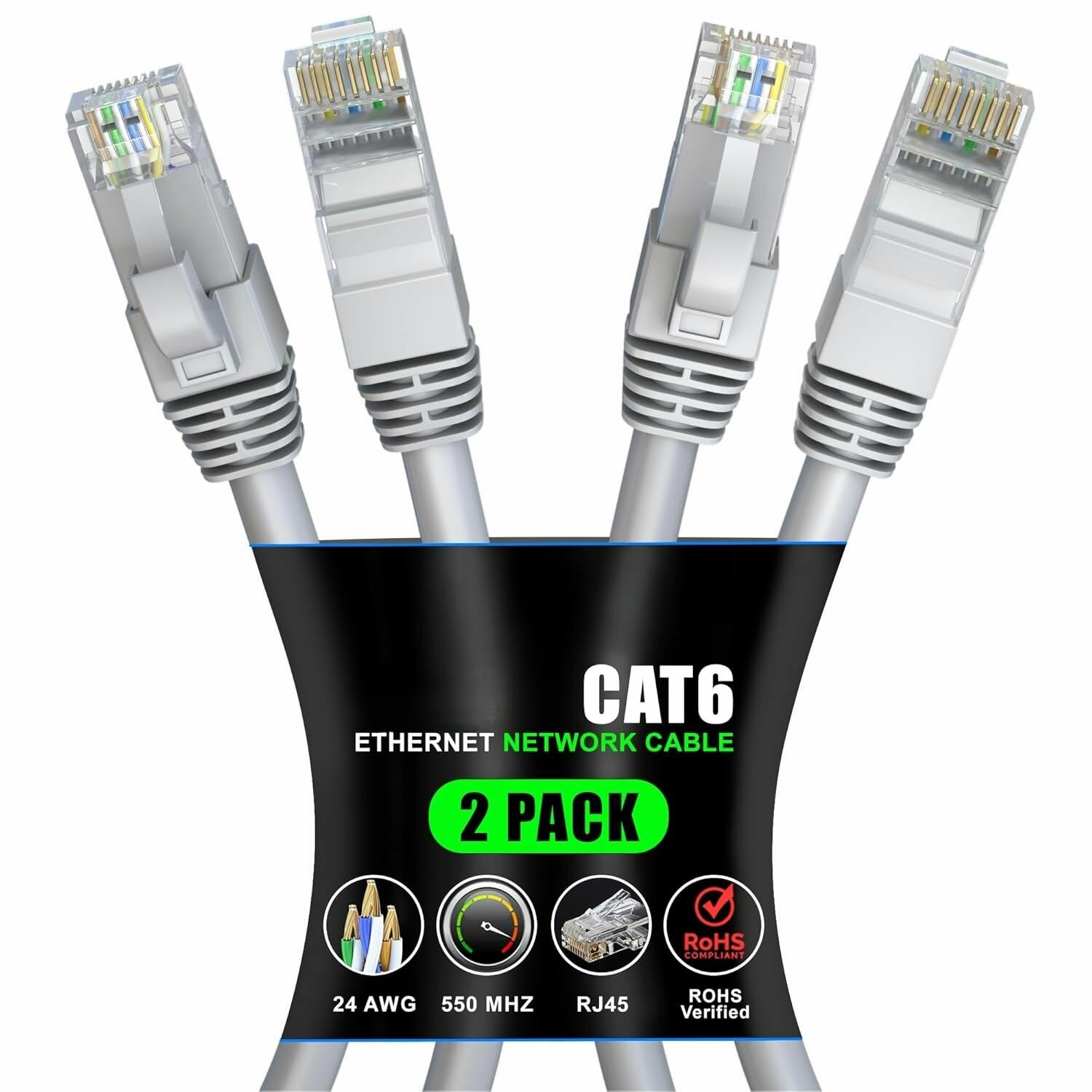 Патч-корд, интернет кабель RJ-45, категория 6, UTP 1.5 метра (2 штуки), белый.