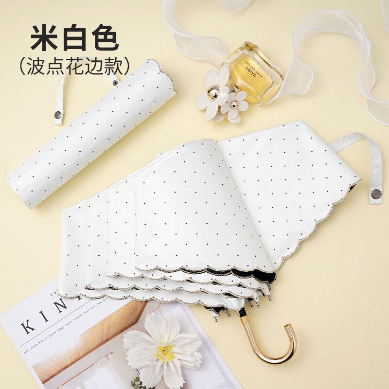 Зонт, ротанговый, бежевый, с вышивкой, 28 см