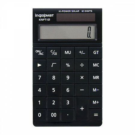Inформат KNFT-12 Калькулятор InФормат Flat, черный, 12-разр.