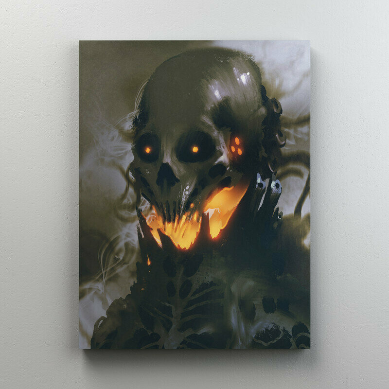 Интерьерная картина на холсте "Научно-фантастический череп инопланетянина" размер 45x60 см