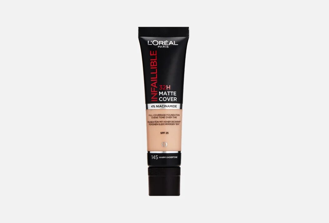 Тональный крем SPF 25 L'Oreal Paris Infaillible Matte cover 32H, тон 145 , Розово-бежевый, 30 мл
