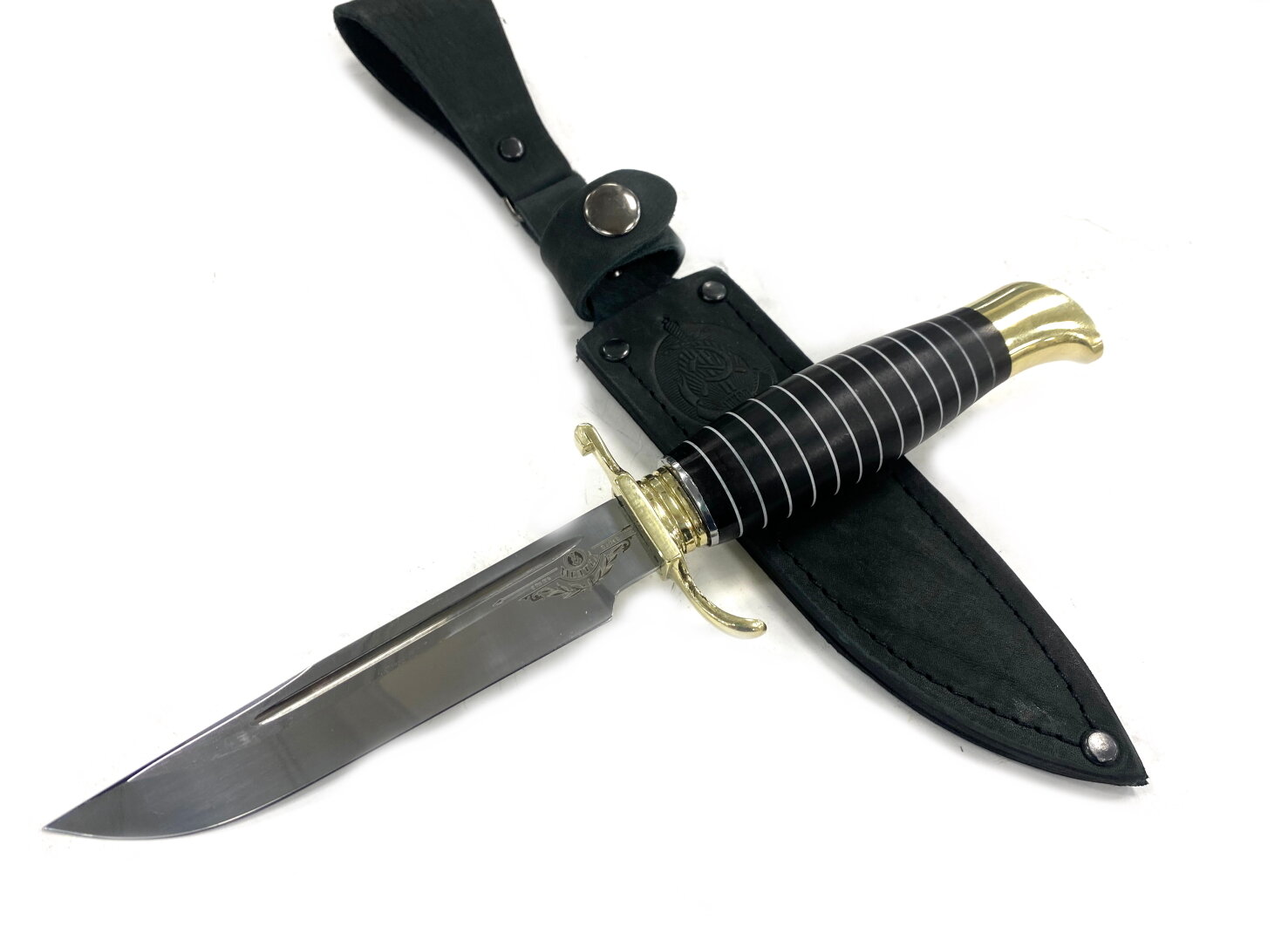 Нож Финка НКВД, сталь 95Х18, граб с полосками, латунь
