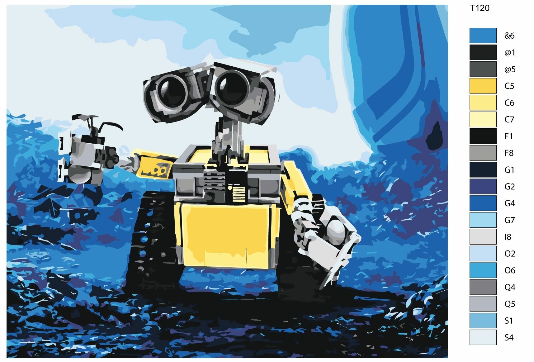 Картина по номерам T120 " Робот Валли " 40х50 см