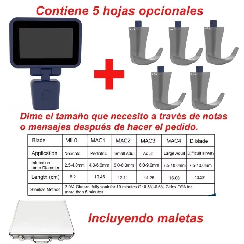 Цветной цифровой ларингоскоп 3,5 дюйма screen with 5 blades