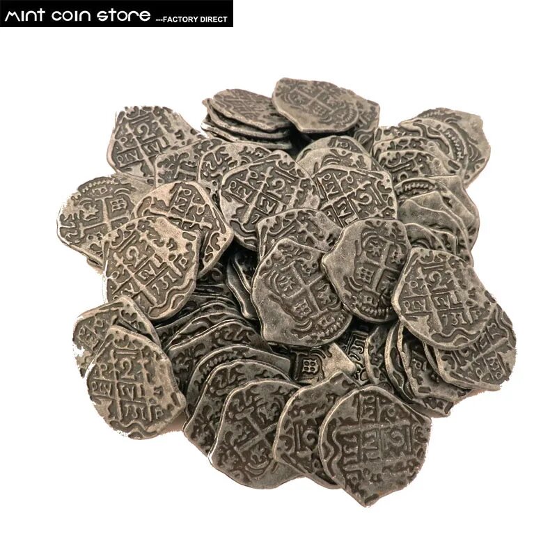 Золотые монеты Doubloon, набор Antique Silver color