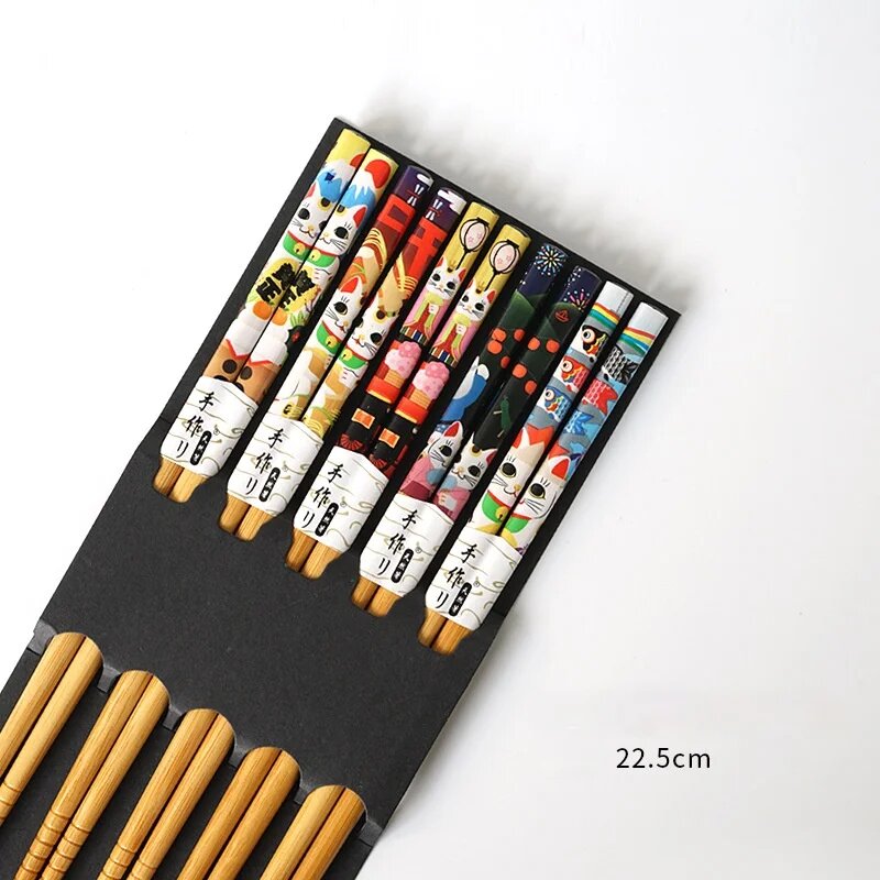 Бамбуковые палочки для еды 5 пар Черный, Lucky