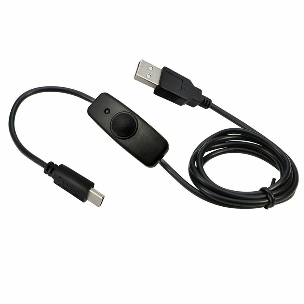 Кабель питания USB для подключения к разъему Type C с выключателем-черный