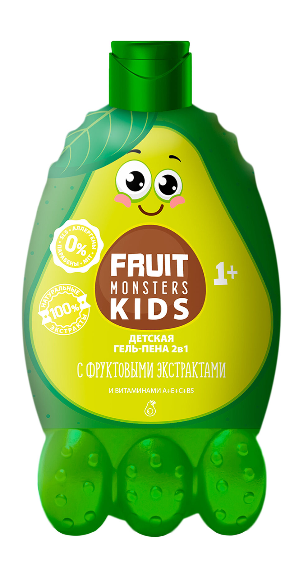 MEGA MONSTERS Гель-пена 2в1 детский Авокадо Фрутомонстры, 400 мл