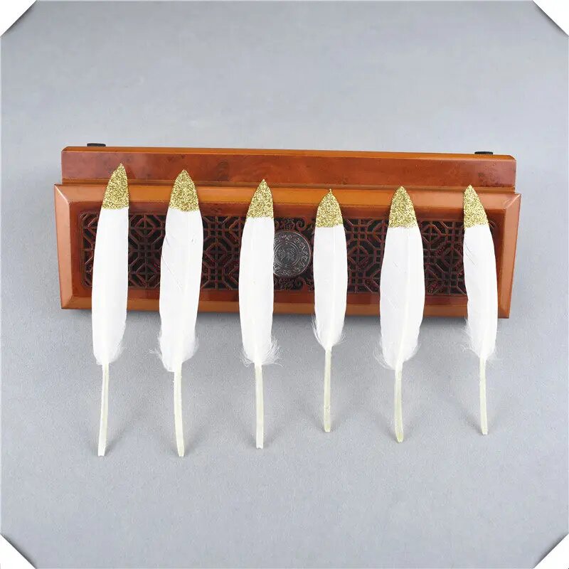 Золотые утиные перья для поделок WHxmsh 10-15 см Белый, 10pcs, White Bright Gold