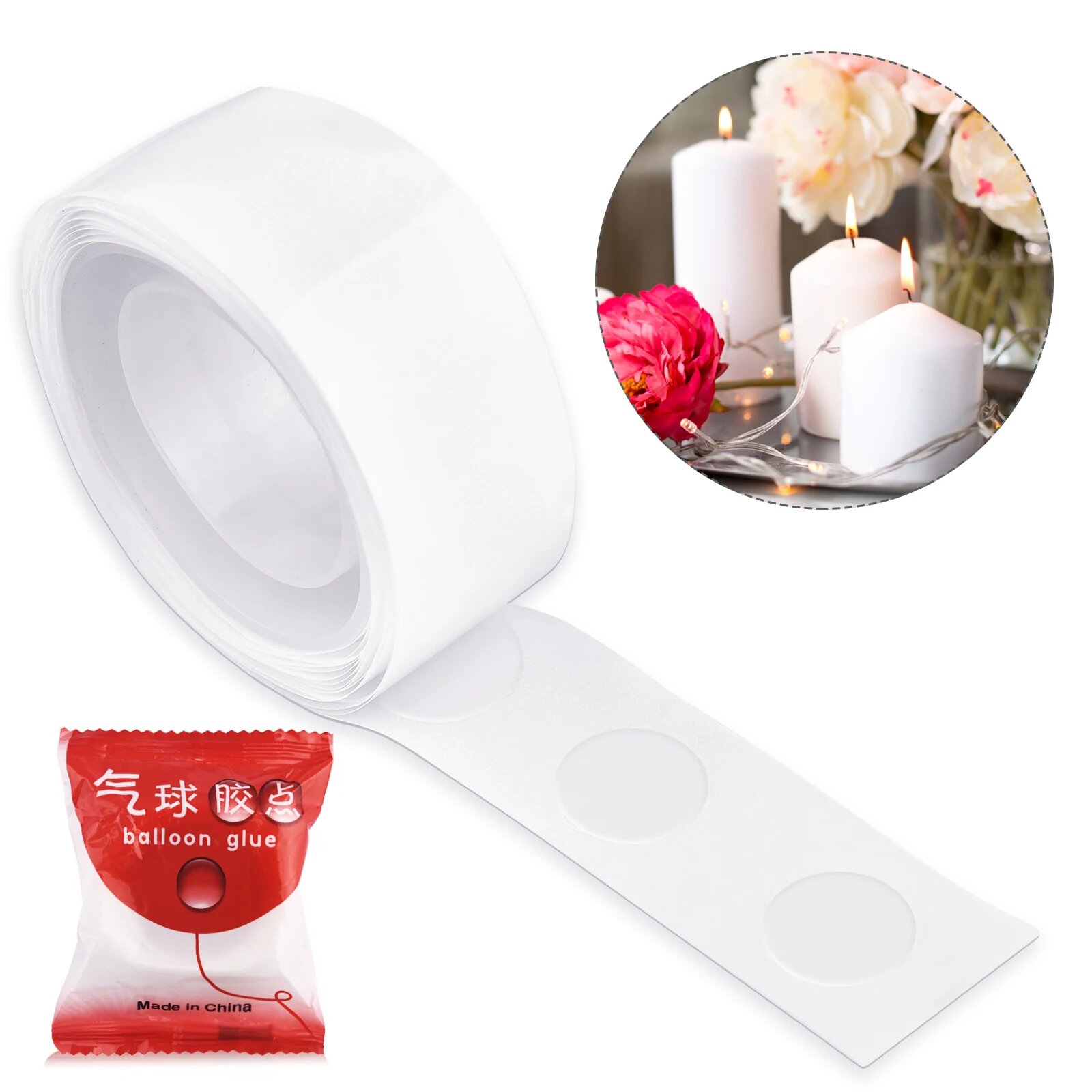 Термостойкие наклейки для фитилей Белый, 12mm x 100pcs