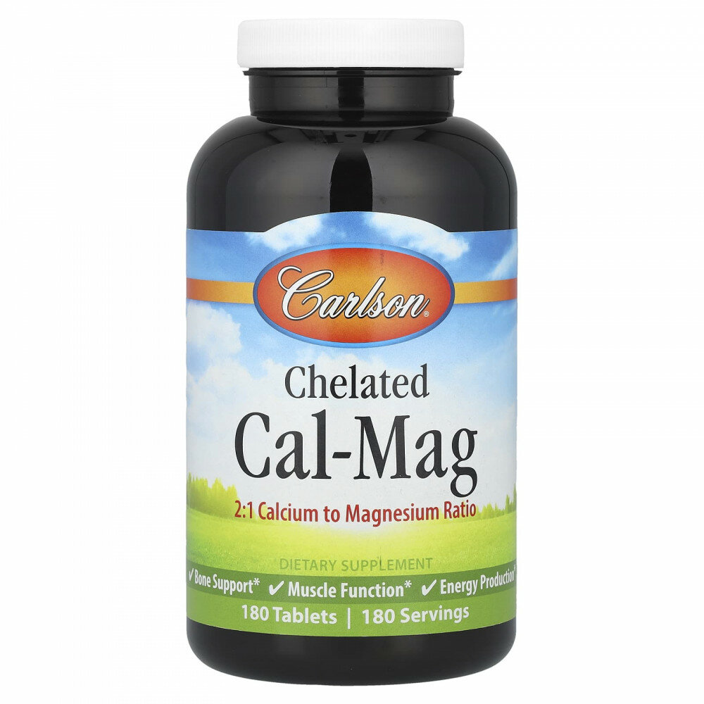 Carlson, Chelated Cal-Mag, 180 таблеток
