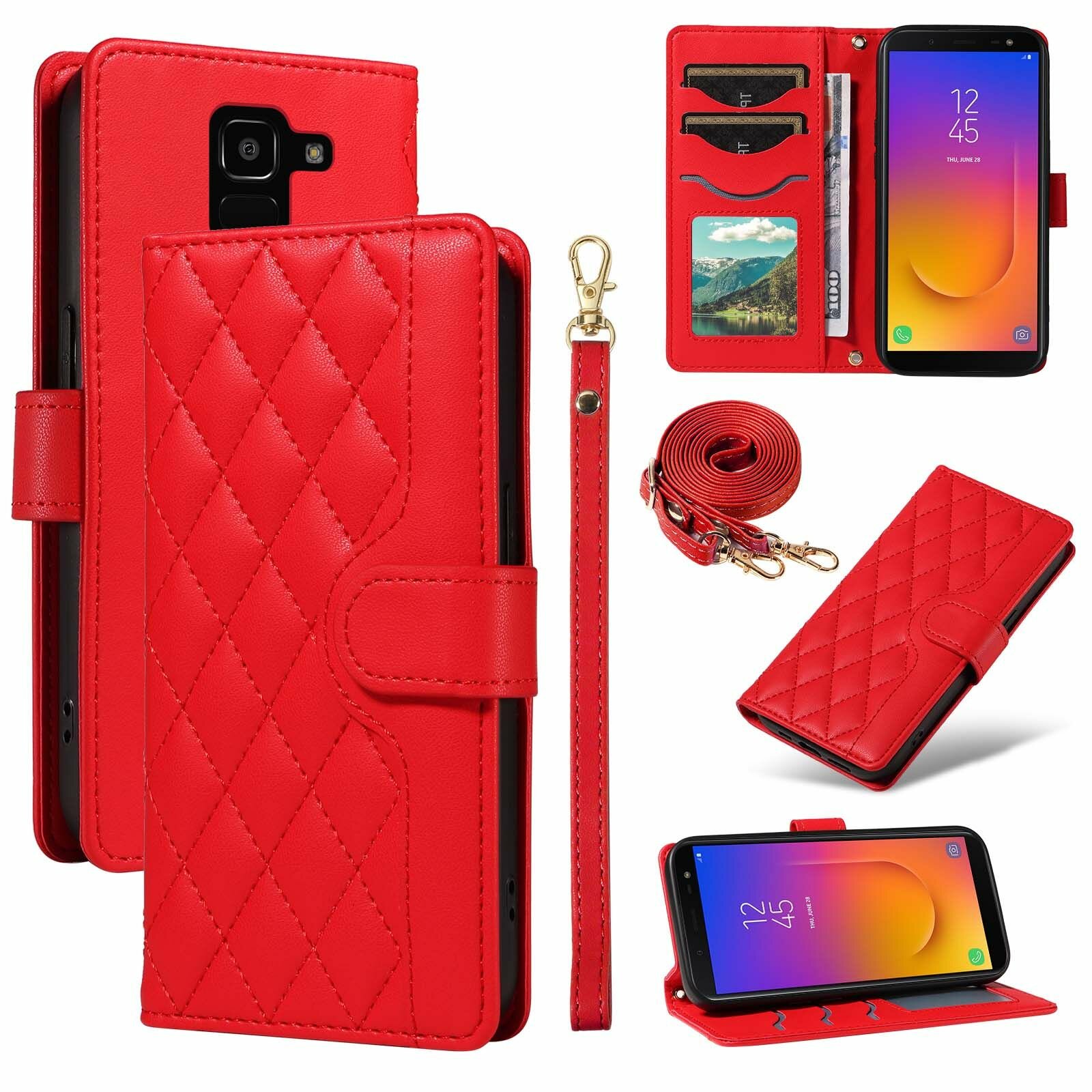 YIKATU Кожаный Чехол Для Samsung Galaxy J6 2018 (Самсунг Галакси Джей 6 2018) С визитницей из экокожи, модный, против падения, подарочный, элитный, книжка