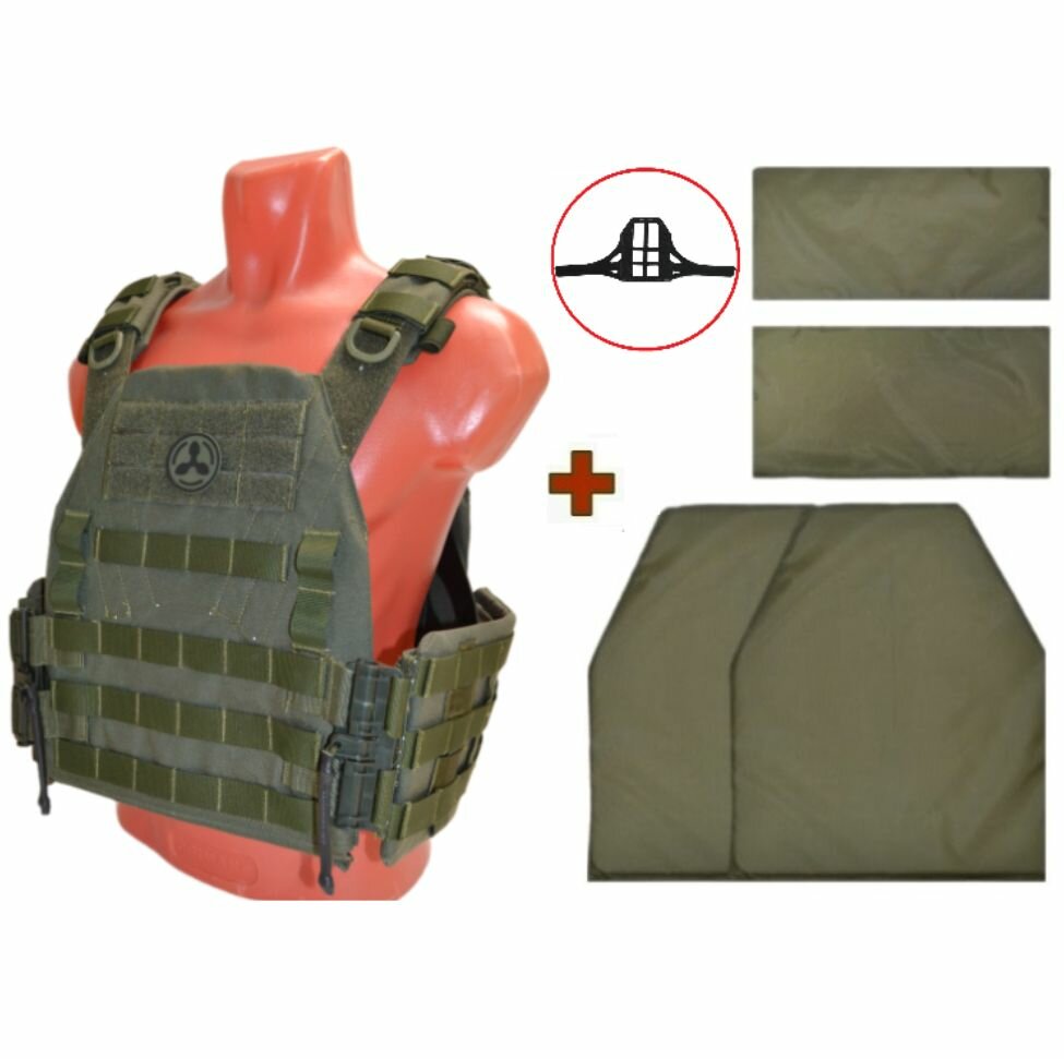 Бронежилет-плитоносец умбк Гиперборей (сборка Простой) 3 размер Dark Olive (R-Karbid) + баллистика