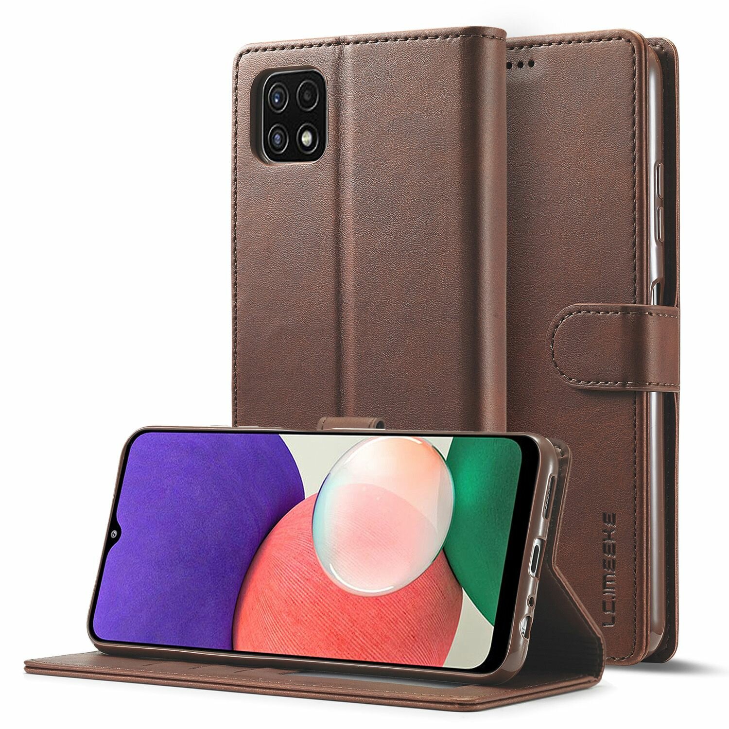 LCIMEEKE Кожаный книжка чехол для Samsung Galaxy A22 5G / Самсунг A22 5G 6,6 дюйма (не 4G) с визитницей из экокожи