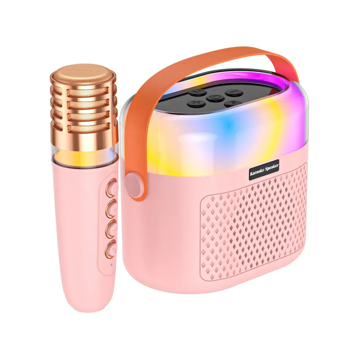 Портативный караоке для взрослых и детей - Встроенные громкоговорители, Bluetooth, светодиодные лампы, проводные микрофоны - с эффектом смещения звука, для