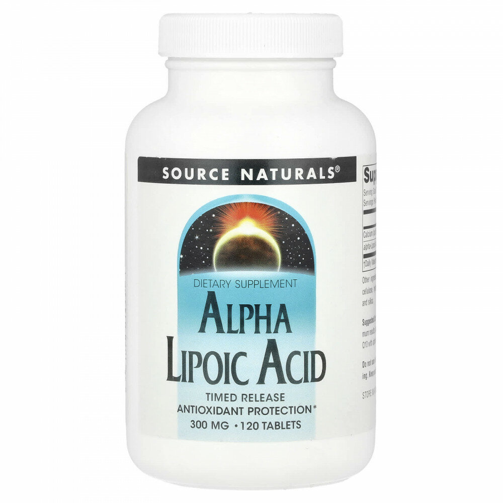 Source Naturals, Альфа-липоевая кислота, замедленное высвобождение, 120 таблеток