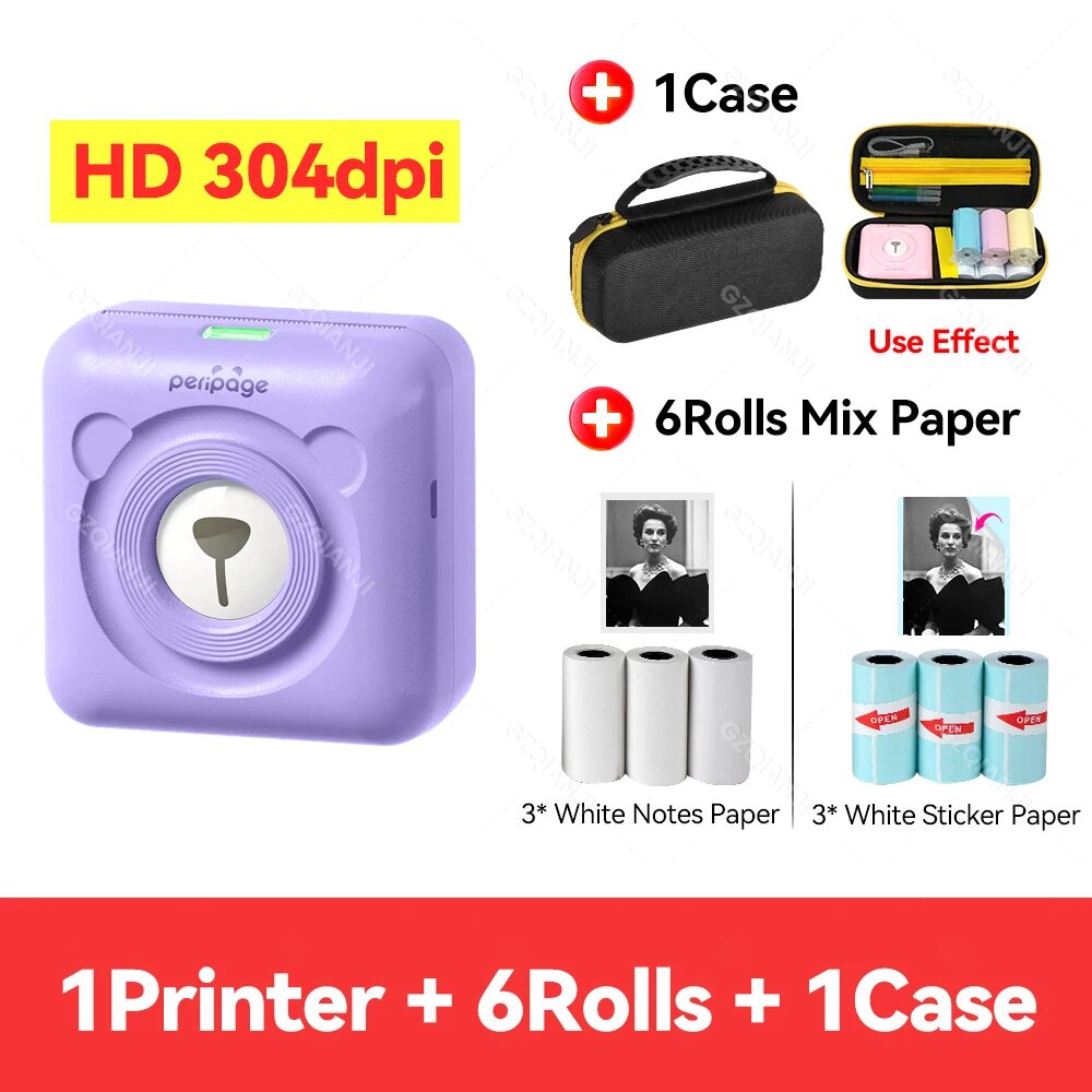 Мини-принтер Peripage A6 желто-фиолетовый Фиолетовый, PE 1Case 3WH3STK