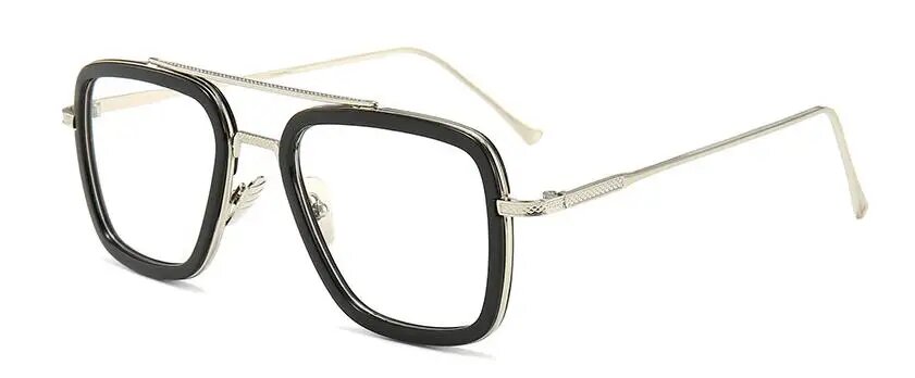 Очки Glocco стимпанк с блокировкой синего света +0.5 +6 silver black clear, +150