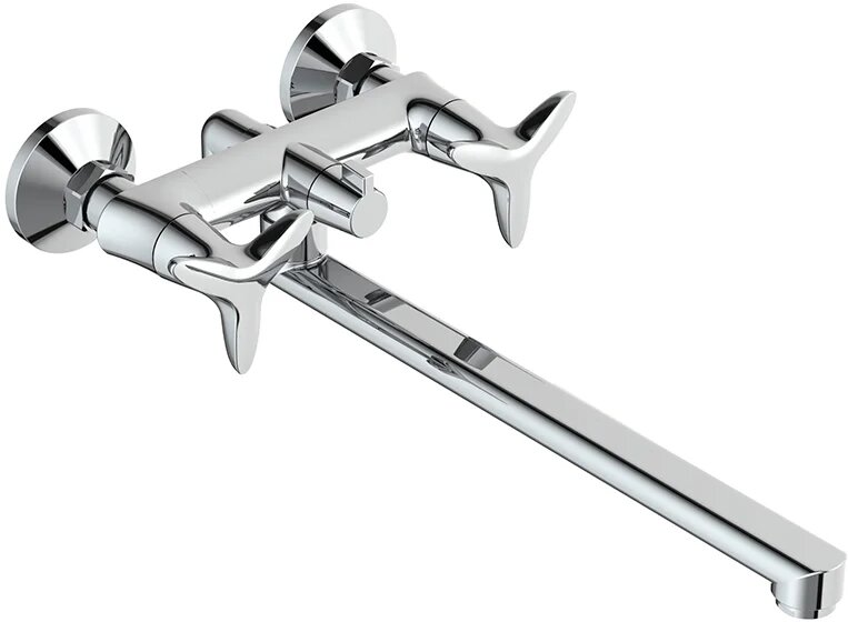 Смеситель с длинным изливом для ванны IDDIS Copter COPSBL2I10WA поворотный, латунный, хром, глянцевый, смеситель для ванны с душем, вентильный