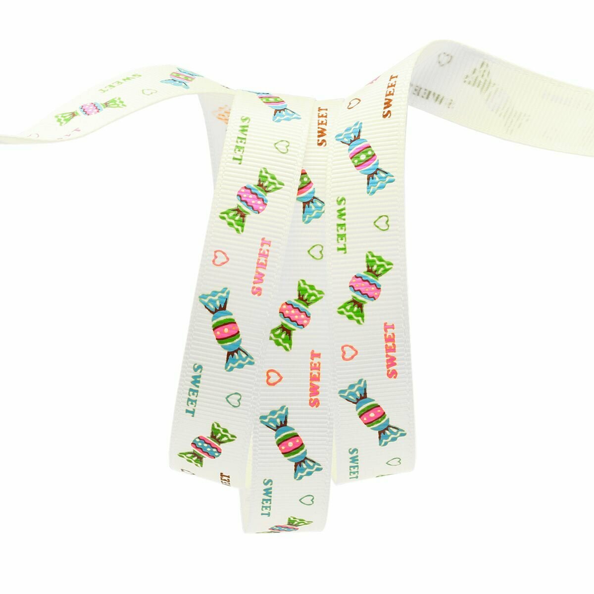 Лента репсовая PREMIUM 'Конфетки', 16мм*22,5м (A5-001 белый)