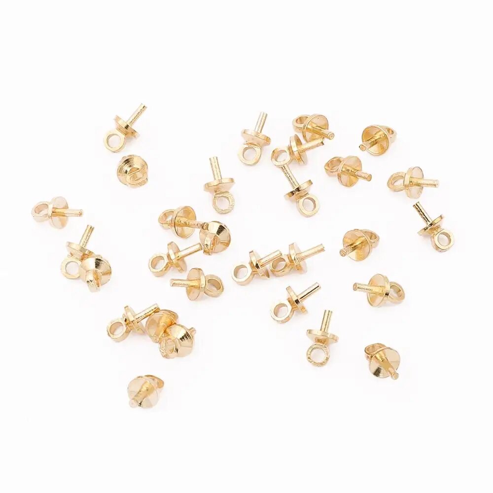 Ювелирные застежки для подвесок, набор из 50 штук, сплав, родиевое покрытие 3x6.5mm, Gold