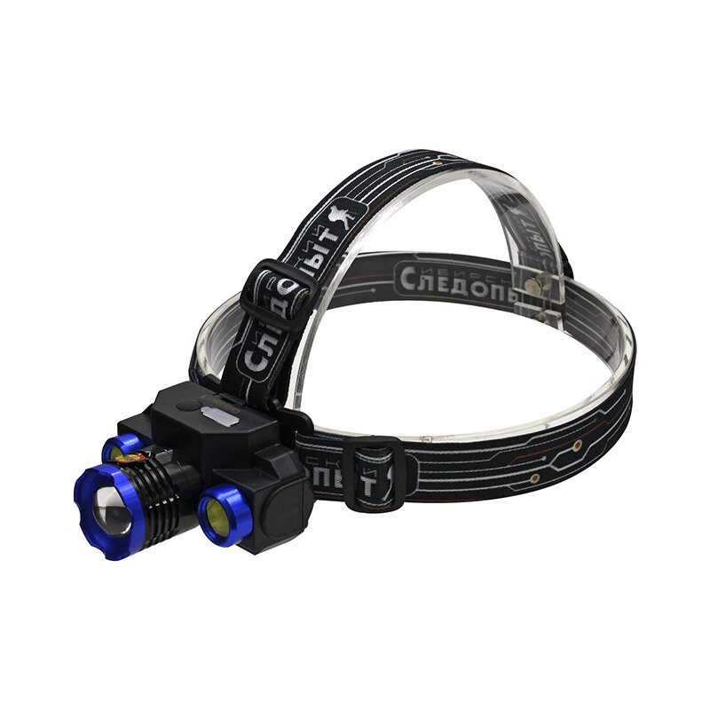 Фонарь налобный "сибирский следопыт-люкс", 1 LED + 2 COB, zoom, аккум. 220В, USB PF-PFL-HL32