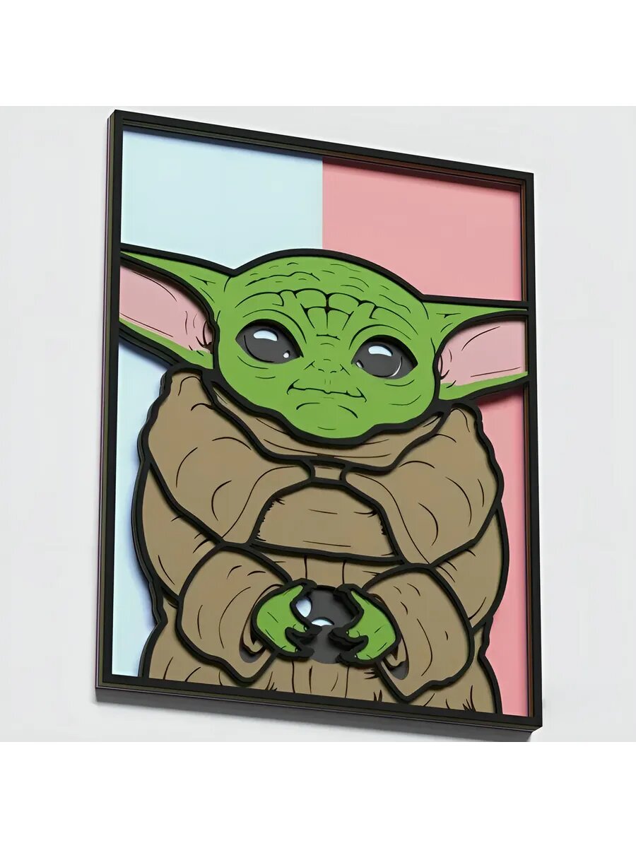 3D Картина по номерам из дерева Грогу (Малыш Йода), 23x30 см