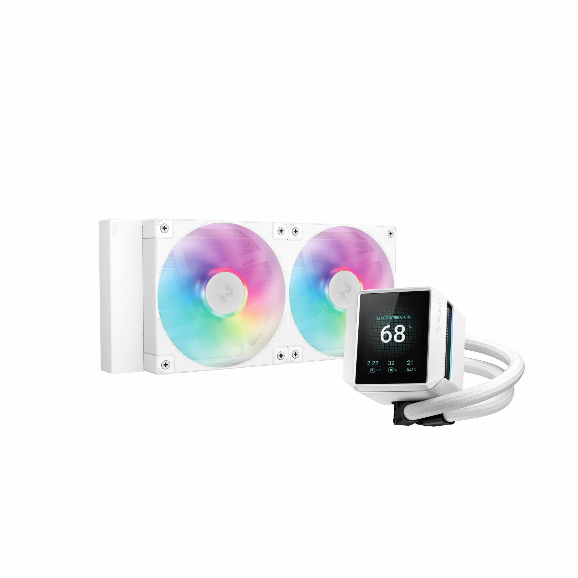 DEEPCOOL MYSTIQUE 240 WH ARGB Белый теплоприемник Поставляется с 2,8-дюймовым ЖК-дисплеем